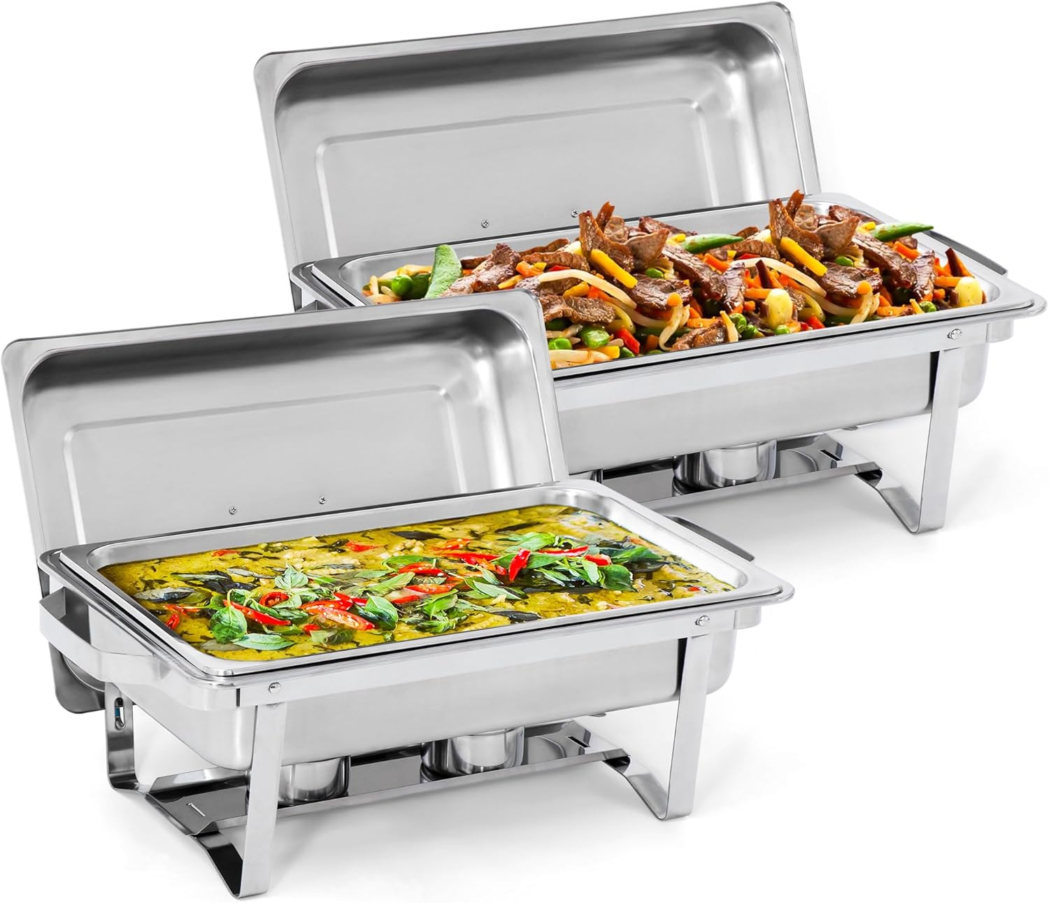 Amazon.com: Rectangular Chafing Dish Set 2 Pack of 8 Quart Full Size ...
