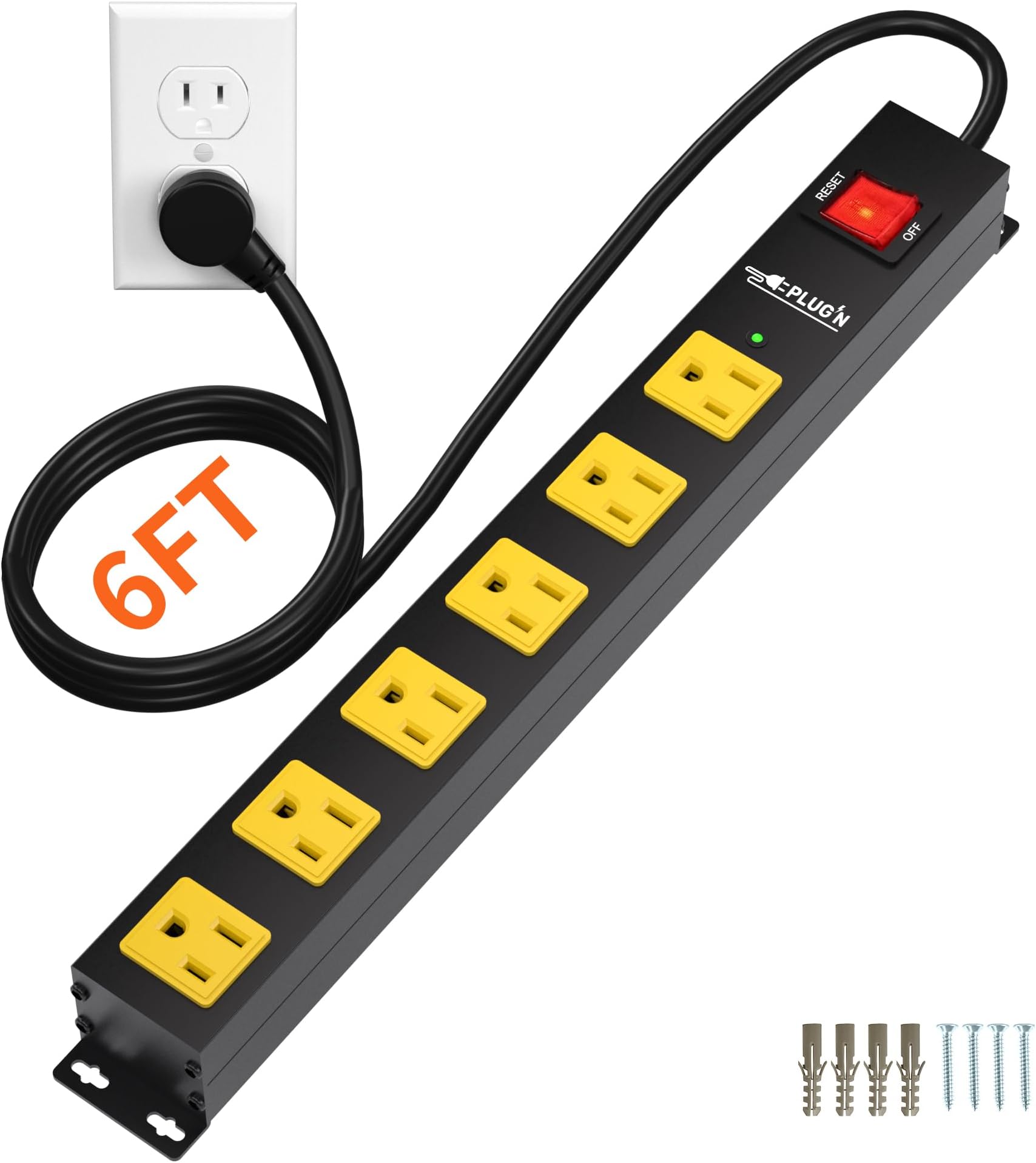 Amazon.com: Power Strip 2700J Surge Protector, 6 Outlet Heavy Duty ...