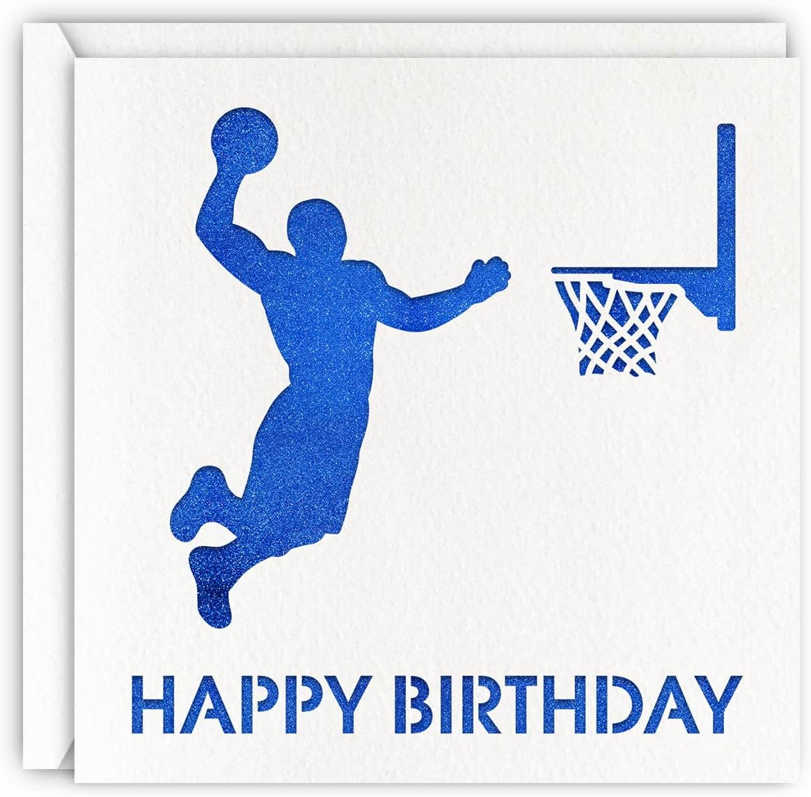 Amazon.com : MAGJUCHE Blue Basketball Birthday Card, Glitter Laser Cut ...