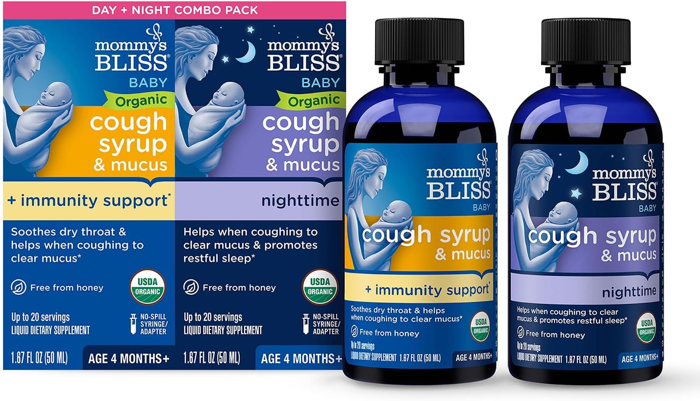 Amazon.com: Mommy's Bliss Baby Organic Cough Syrup & Mucus, Day and ...