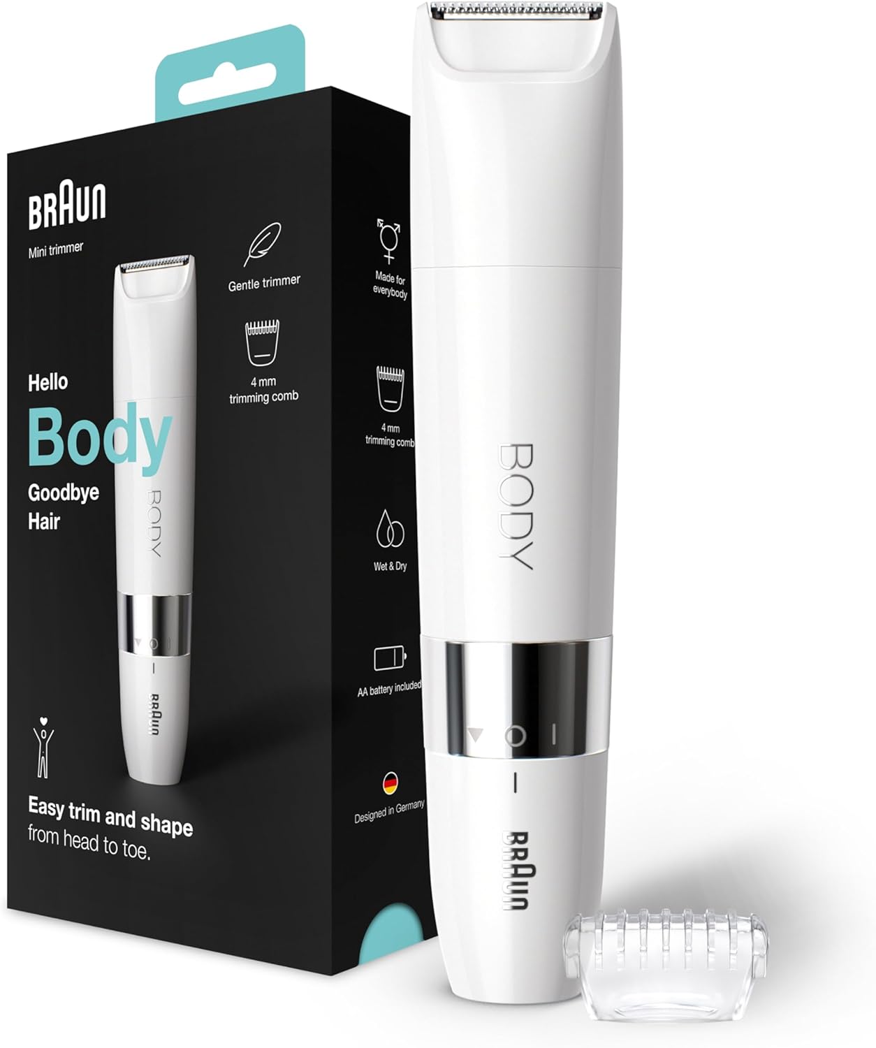 Braun Body Mini Trimmer BS1000, Electric Body Hair Removal for ...