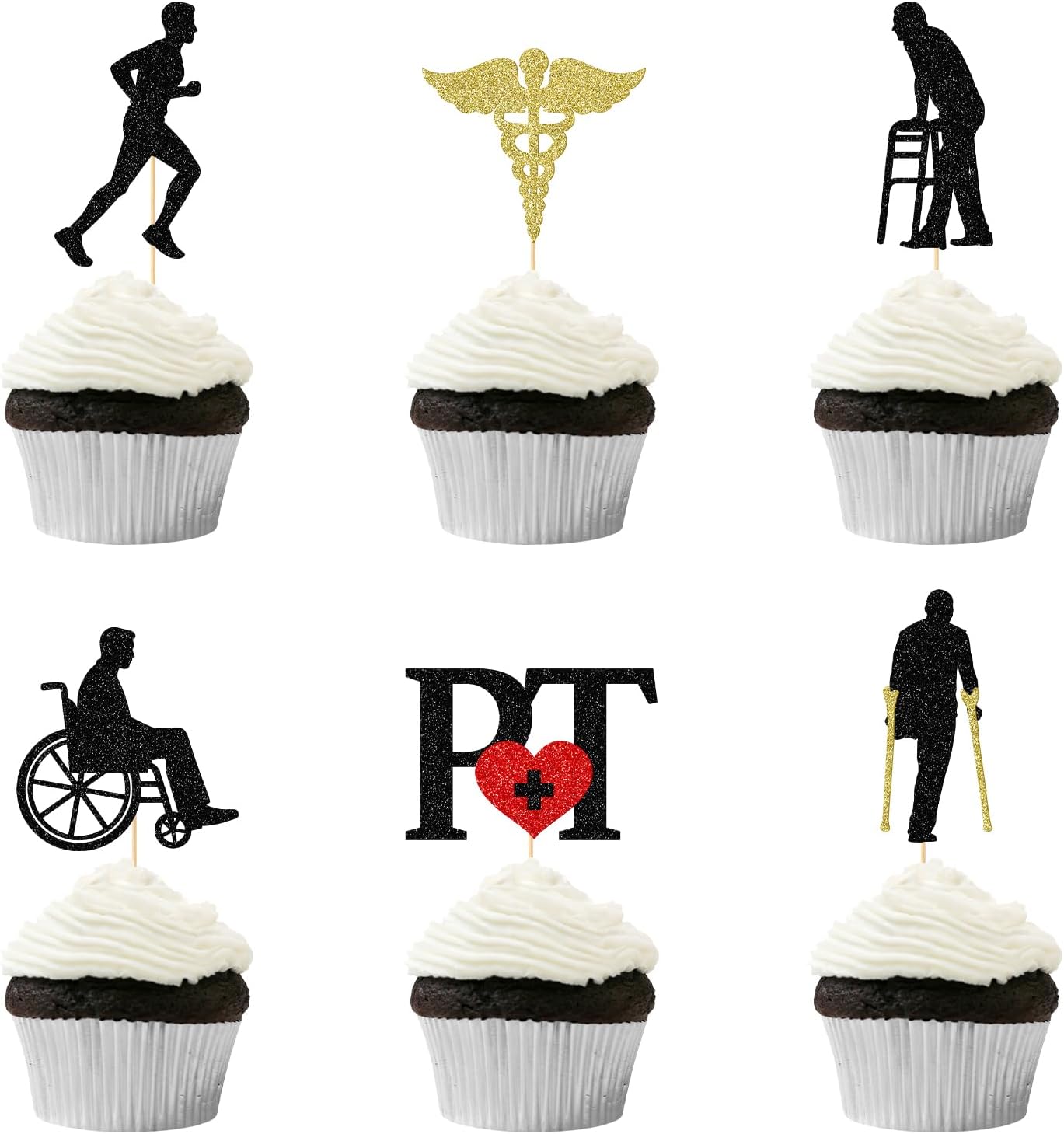 Amazon.com: Qttier 24Pcs Happy PT Day Cupcake Toppers, Glitter Physical ...