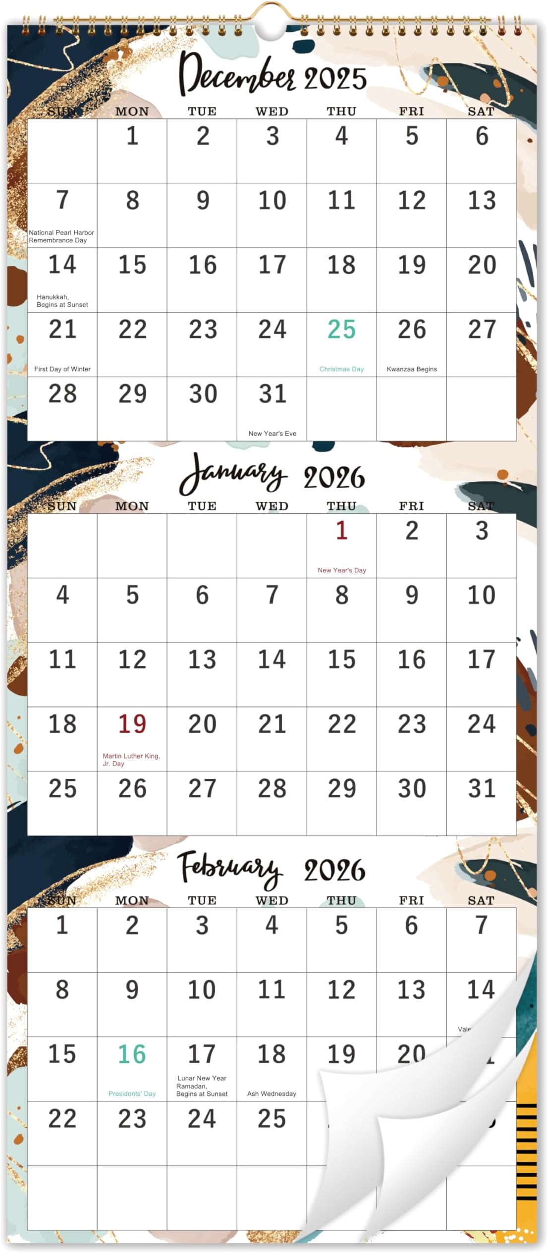 Amazon.com: 2026 Wall Calendar - 3-Month Display Vertical Calendar ...