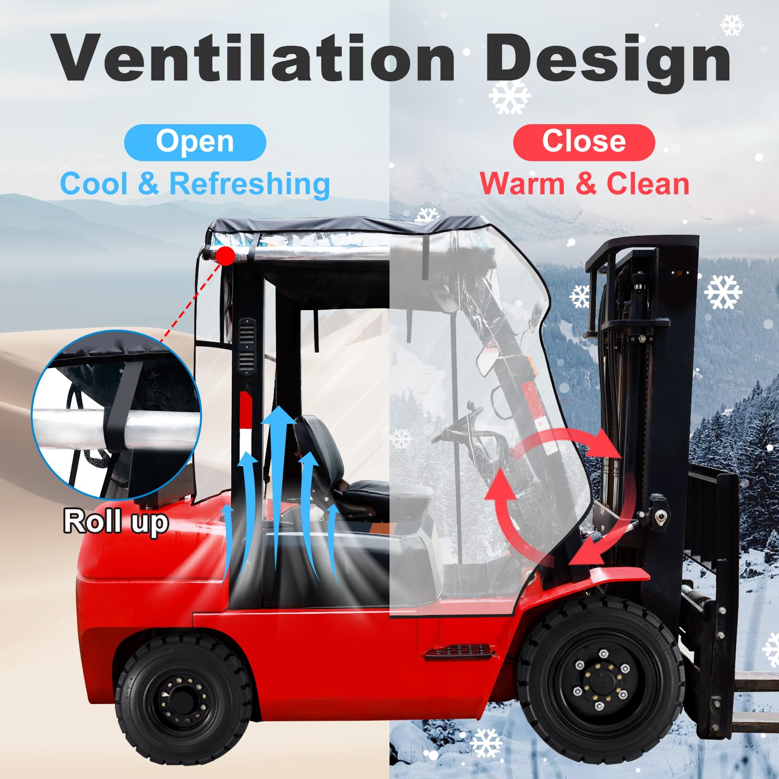 Snapklik.com : Clear Forklift Rain Cover, Universal Forklift Cab ...