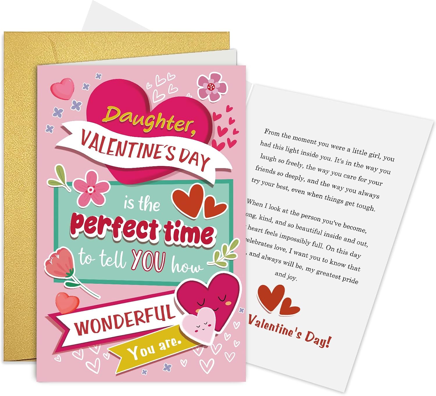 Amazon.com : Obbyidk Sweet Valentine's Day Card for Daughter, Cute ...