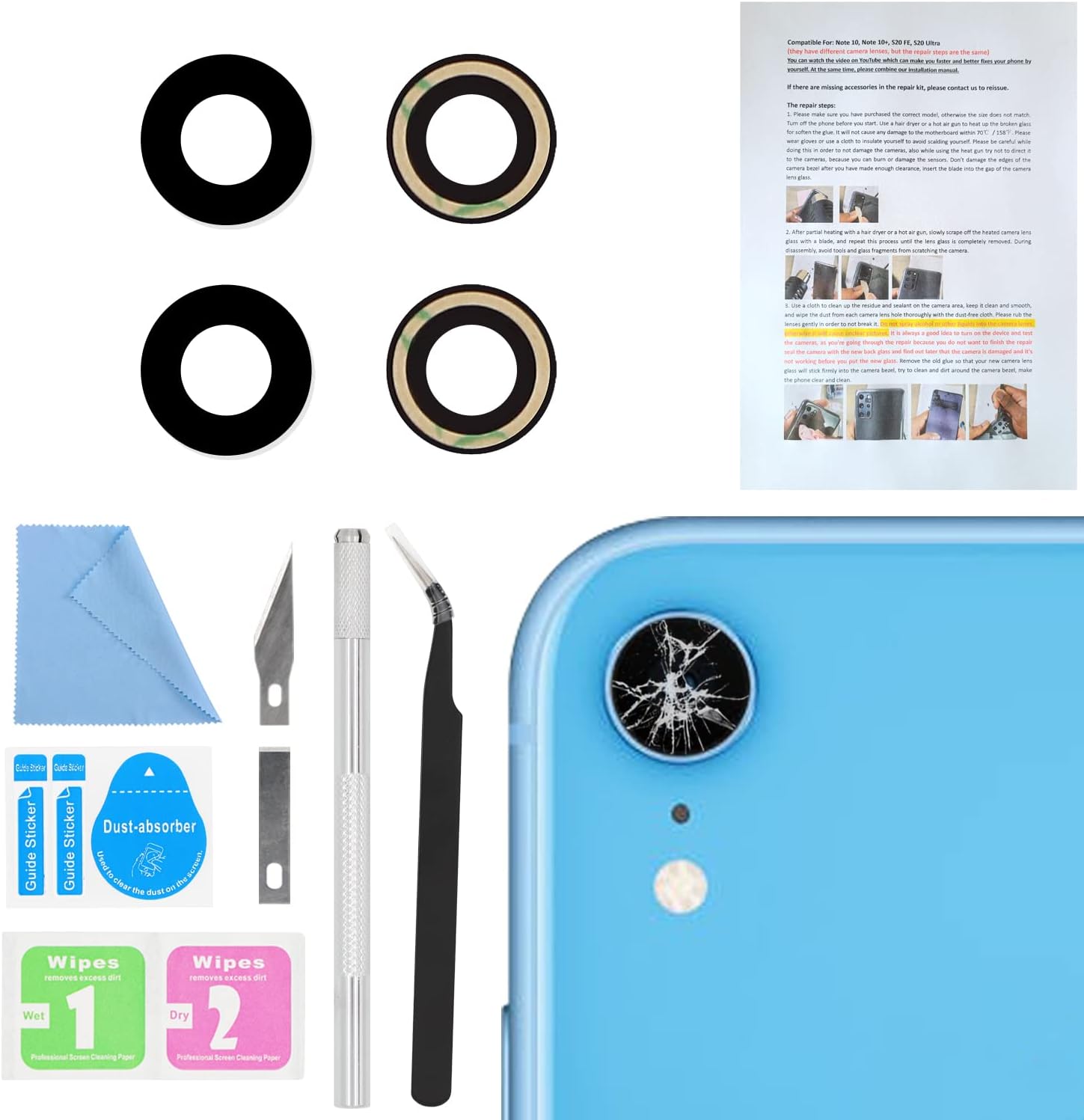 Amazon.com: 2PCS ASDAWN Back Camera Lens Glass Replacement for iPhone ...