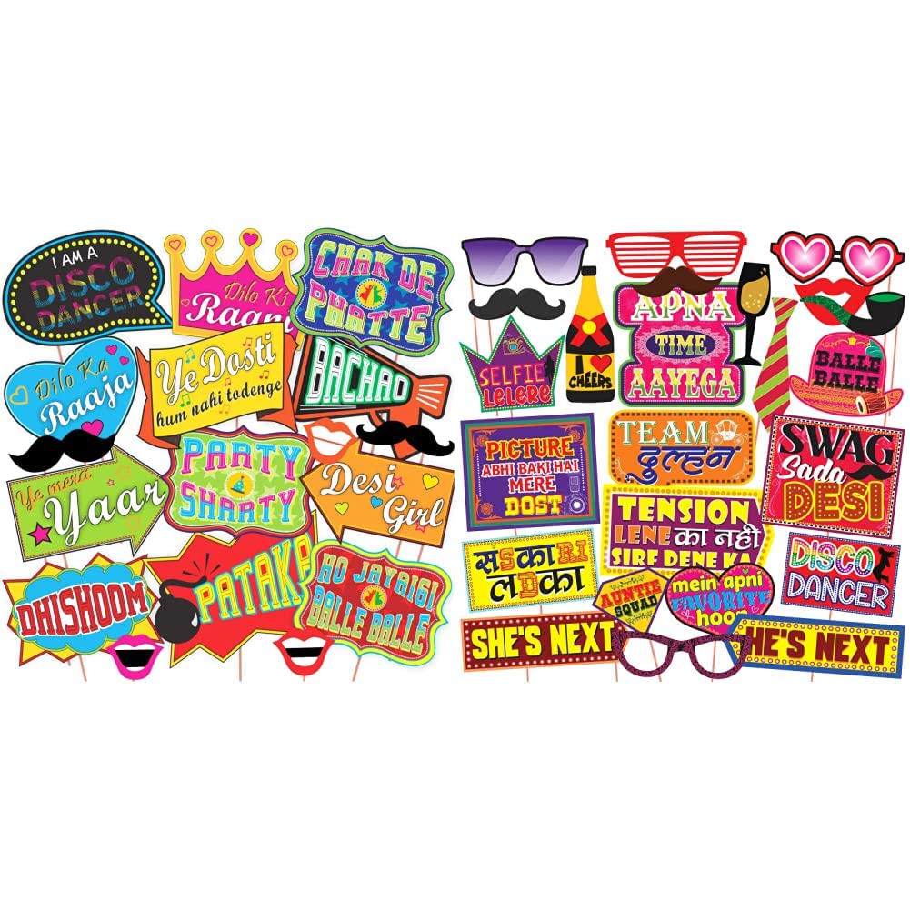 Wobbox TM Desi Indian Style Desi Wedding Photo Booth Party Props ...
