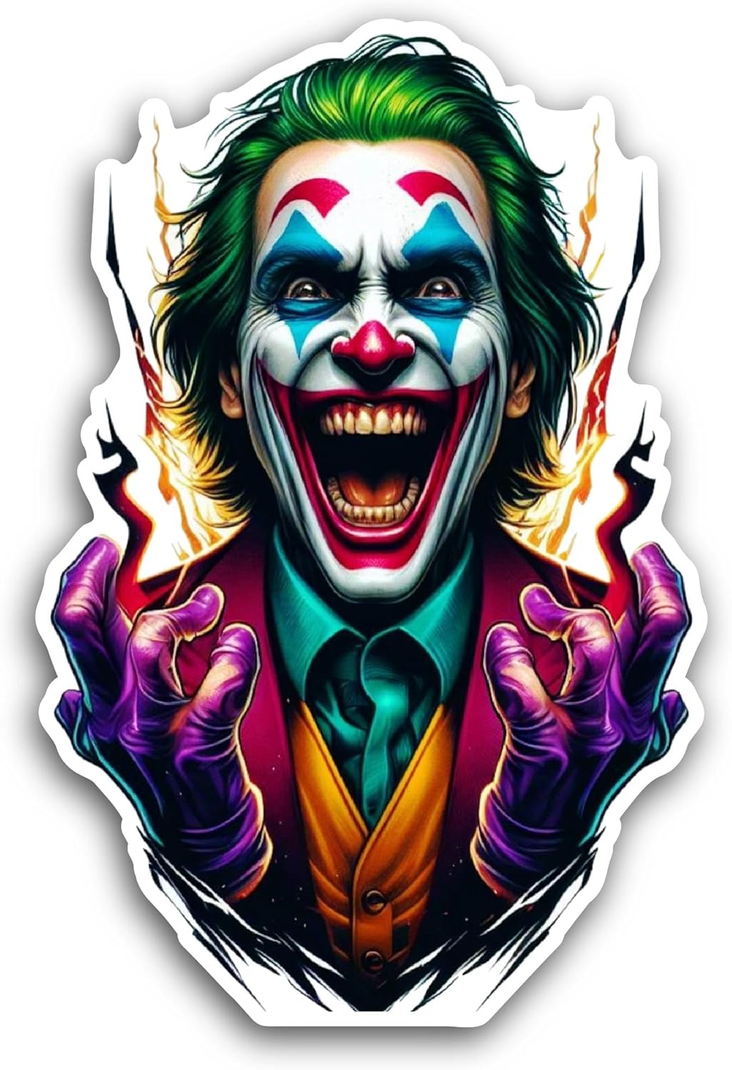 Amazon.com - 2 (Pieces) 3" and 5" Laughing Joker Face Sticker ...