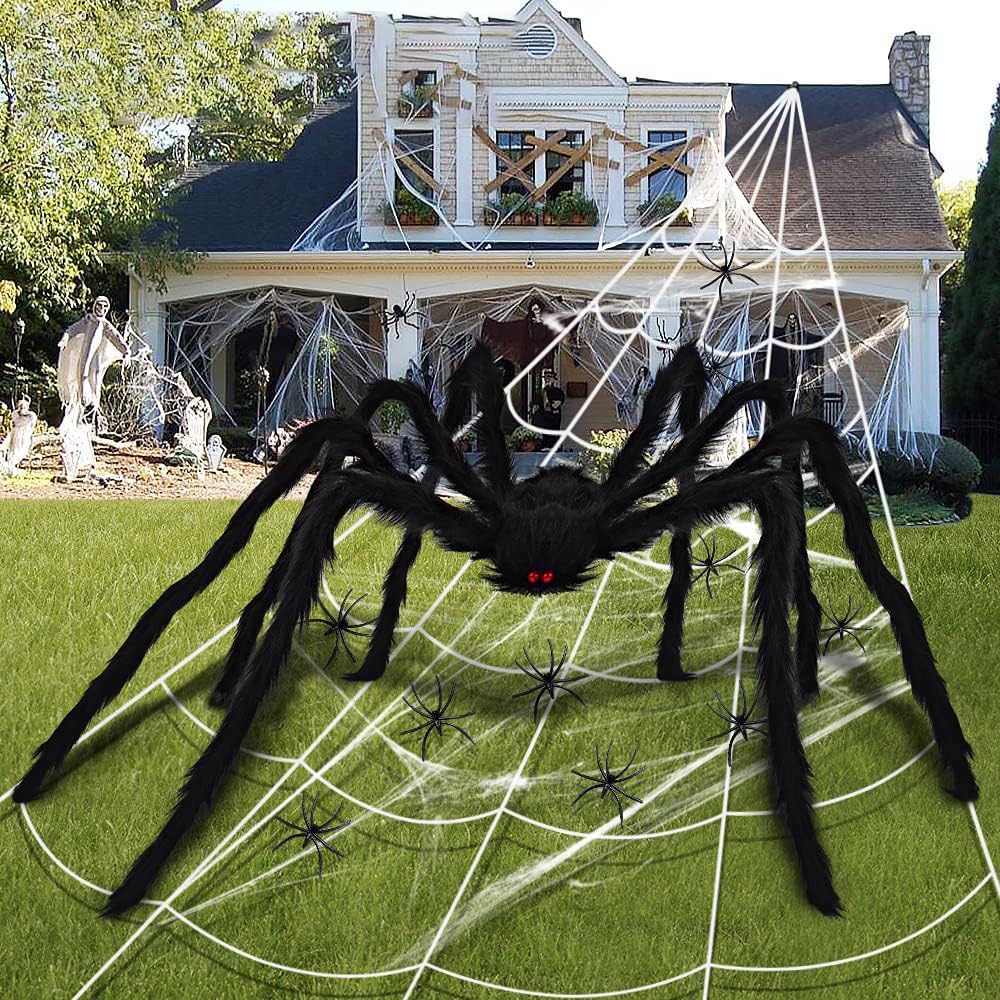 Spider Webs Halloween Decorations Outdoor .Realistic 30-Inch Black ...