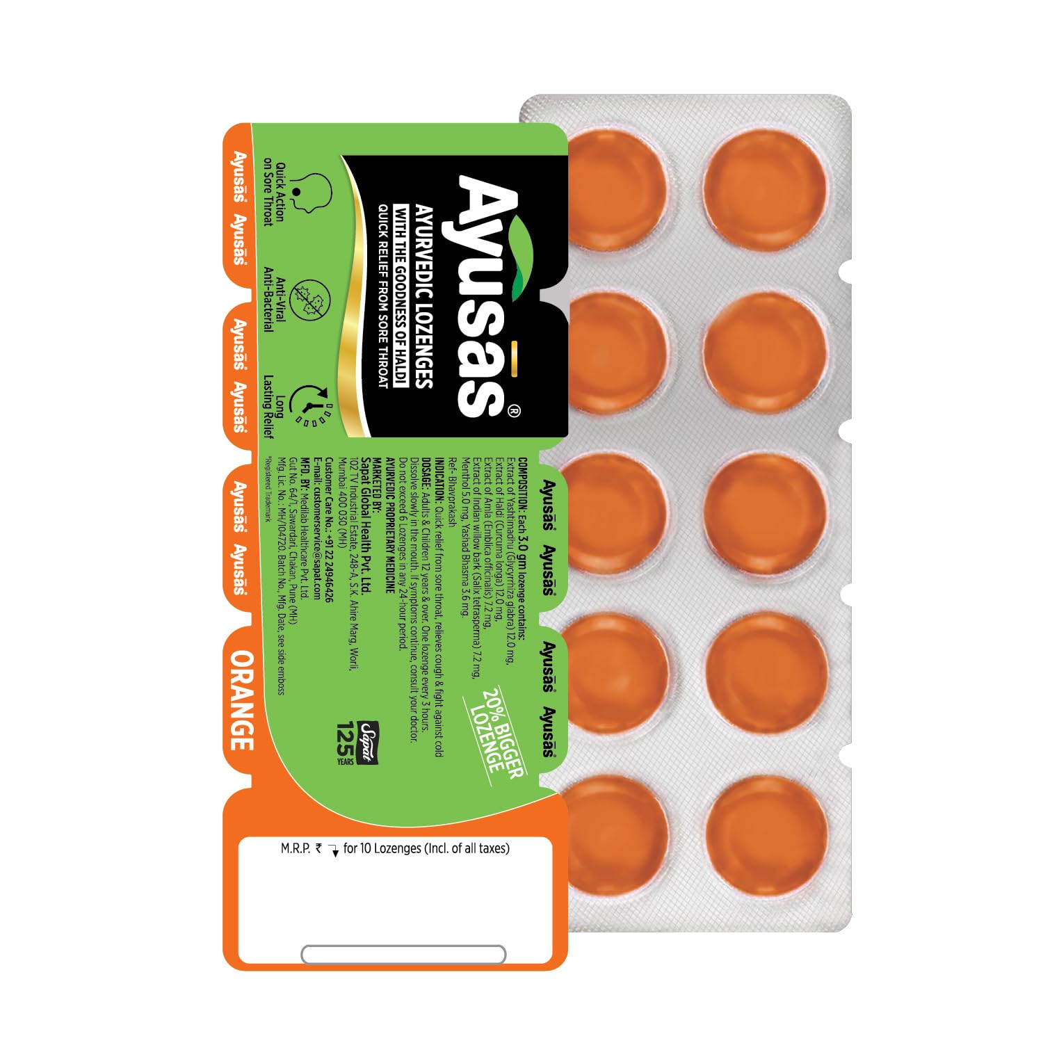 Buy Sapat Ayusas All-Natural Ayurvedic Turmeric,Curcumin Lozenges with ...