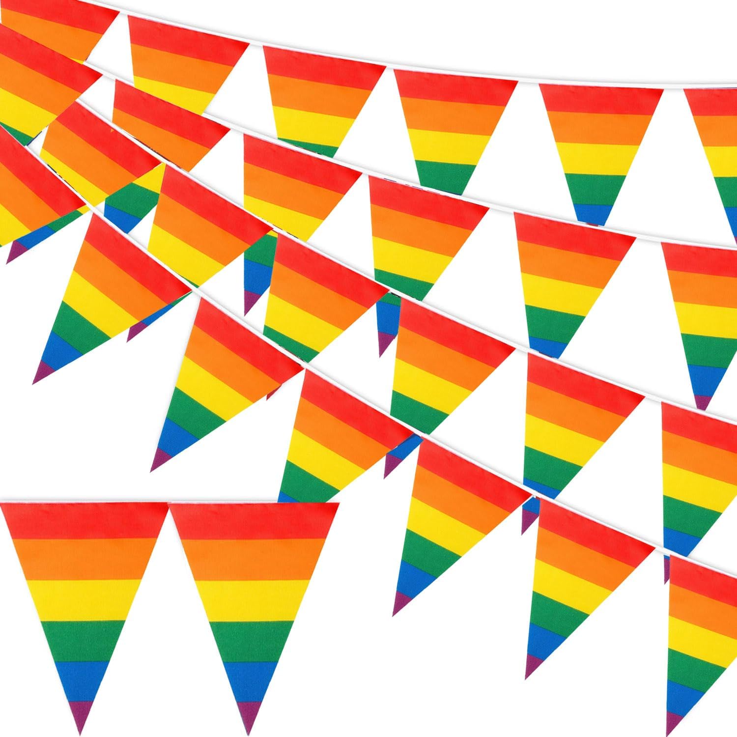 32.8ft Pride Bunting, 30 Triangle Rainbow Bunting Banner, LGBTQ ...