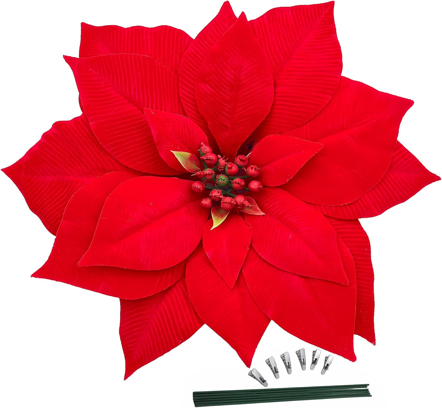 M2cbridge Artificial Christmas Flowers Red Velvet Poinsettia Floral ...