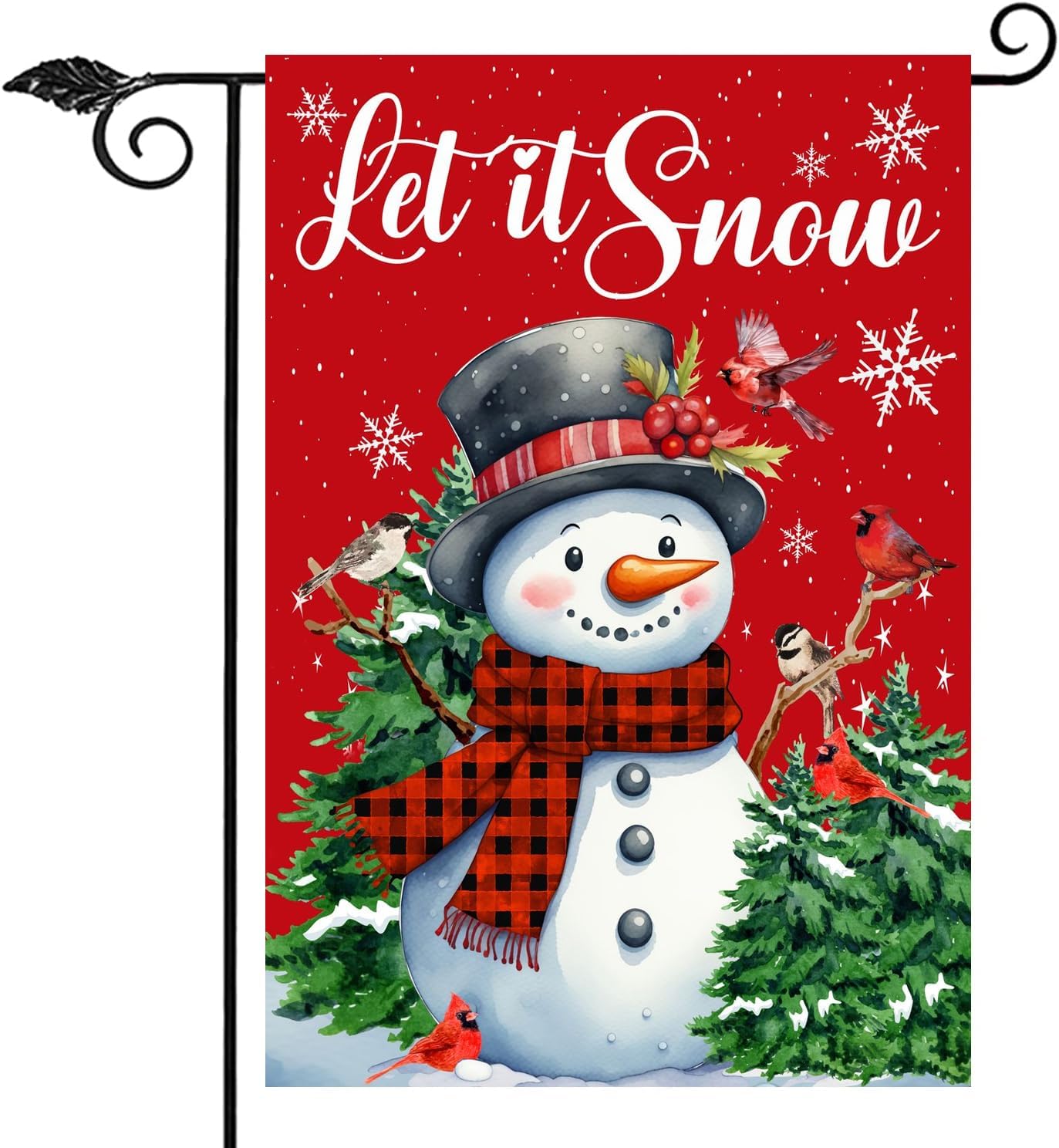 Amazon.com : 4SEASONS POD Winter Snowman Christmas Flag, Cardinal ...