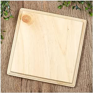 Amazon.com: Pack of 4 Unfinished Wood Beveled Edge Square Plaques from ...