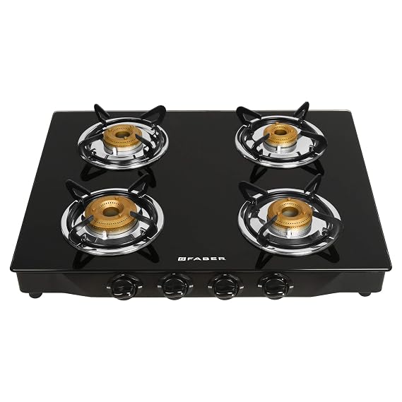 Faber Jumbo 4BB BK Gas Stove 4 Burner Glass Cooktop