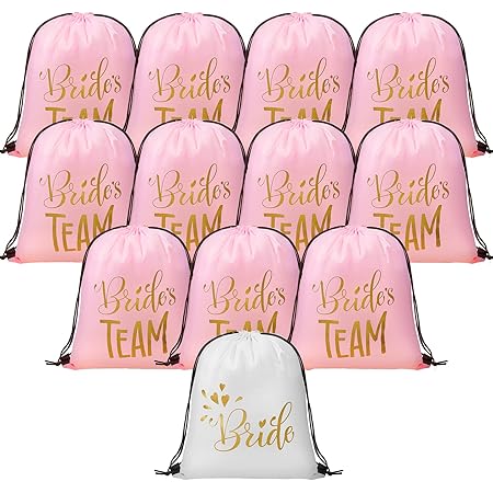 Amazon.com: 12 Pieces Bride Drawstring Bags Bachelorette Party ...