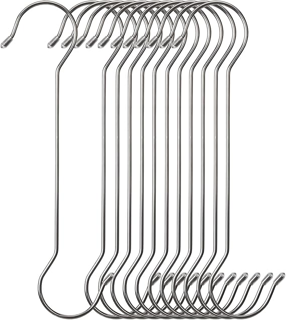 Amazon.com: 12 Pack Stainless Steel Large Size Hooks, S Shape Long ...