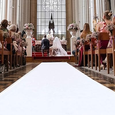dofopo White Wedding Rug 100 x 1000 cm Rug White 2.5 mm Thick Aisle ...