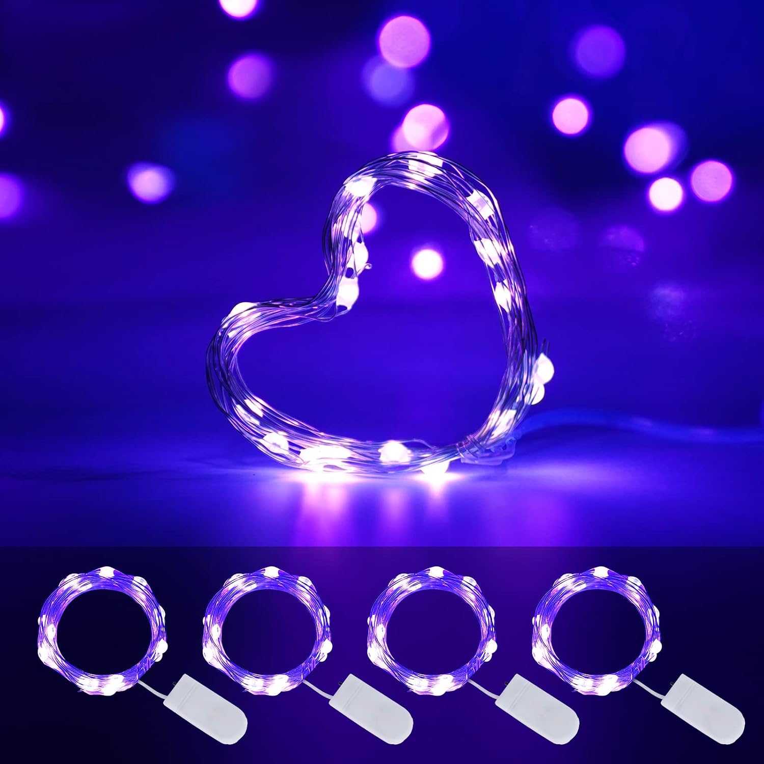 Battery Operated LED UV Black Lights, 4 Pack 20 Units 2835 LED UV Lamp ...