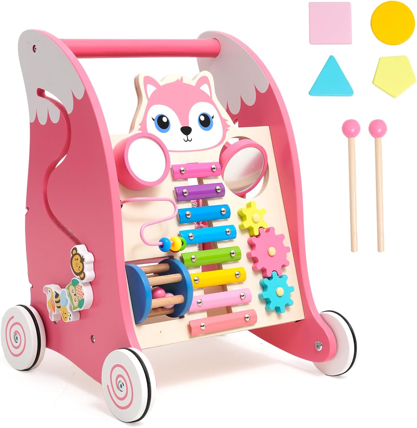Amazon.com: Maycoly Wooden Push-Pull Baby Learning Walker, Baby ...