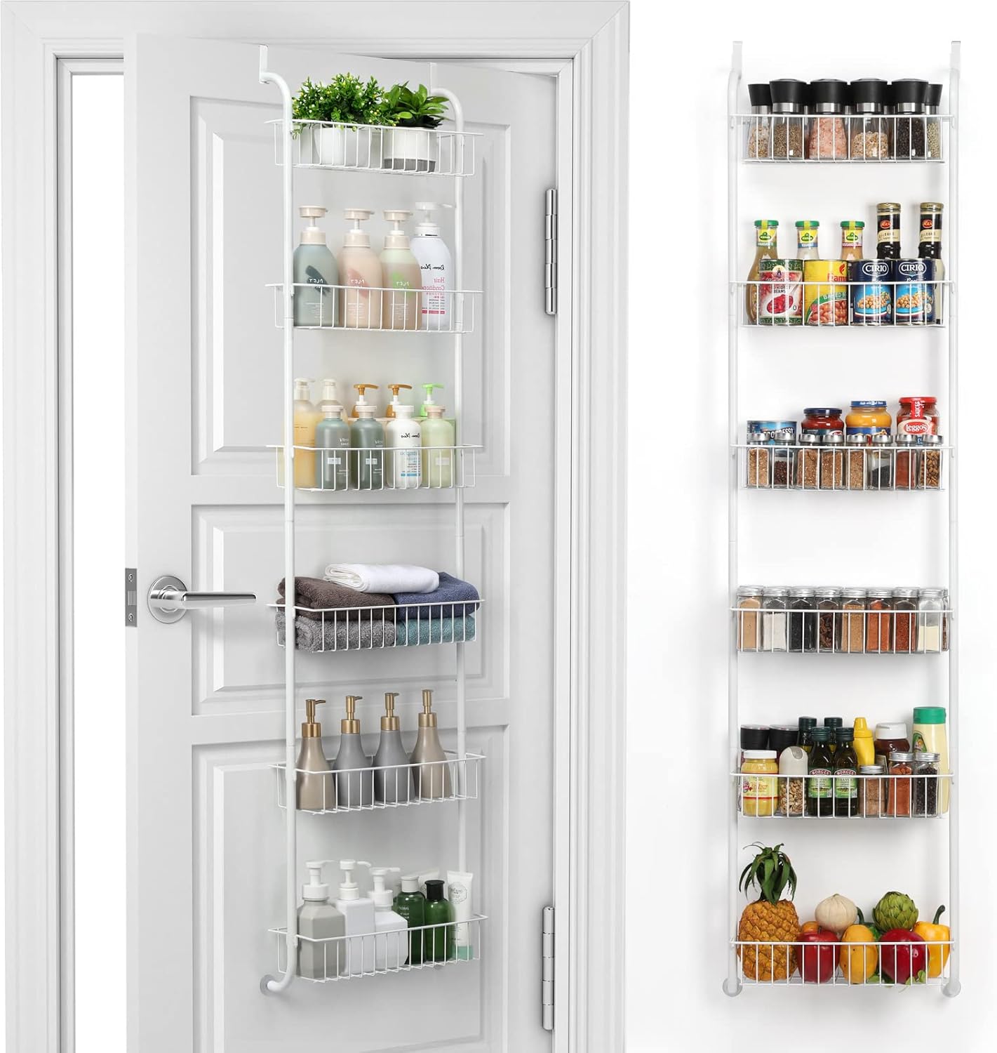 melos White Over The Door Pantry Organizer Rack, 6-Tier Heavy-Duty ...
