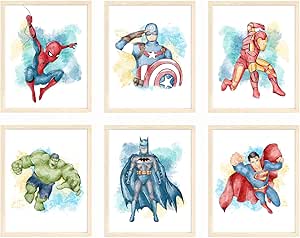 Amazon.com: Nistio® Superhero Wall Decor, Superhero Wall Art for Boys ...