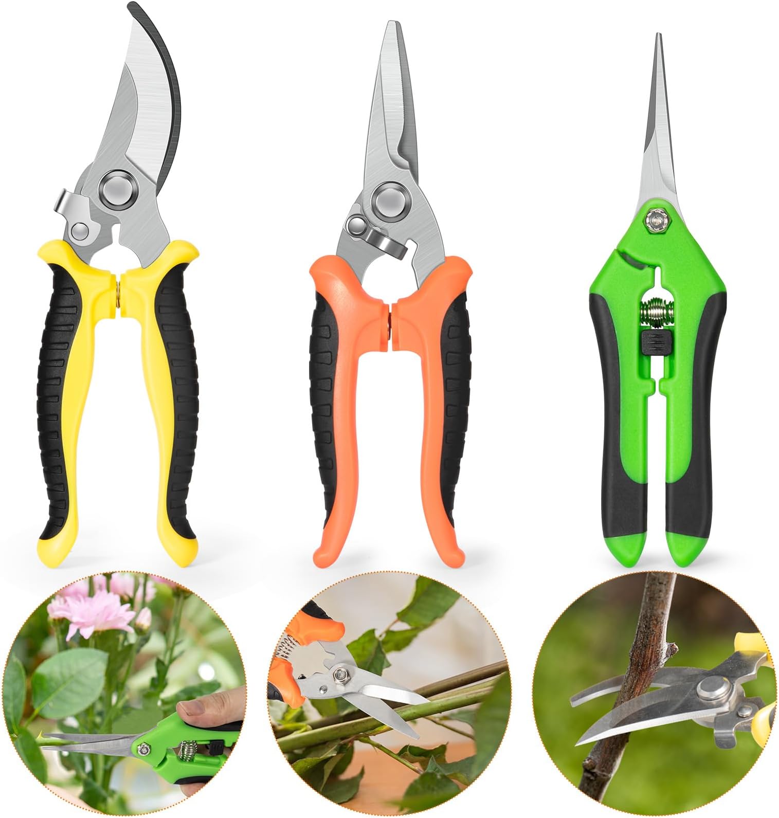 Amazon.com : AIRAJ 2 Pack Steel Pruning Shears Set for Gardening ...