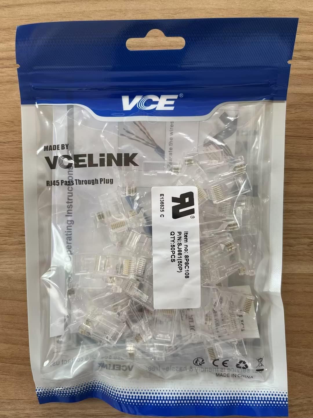 VCE Conectores de paso RJ45 Cat6, paquete de 50 terminales Cat 6Cat 5e ...