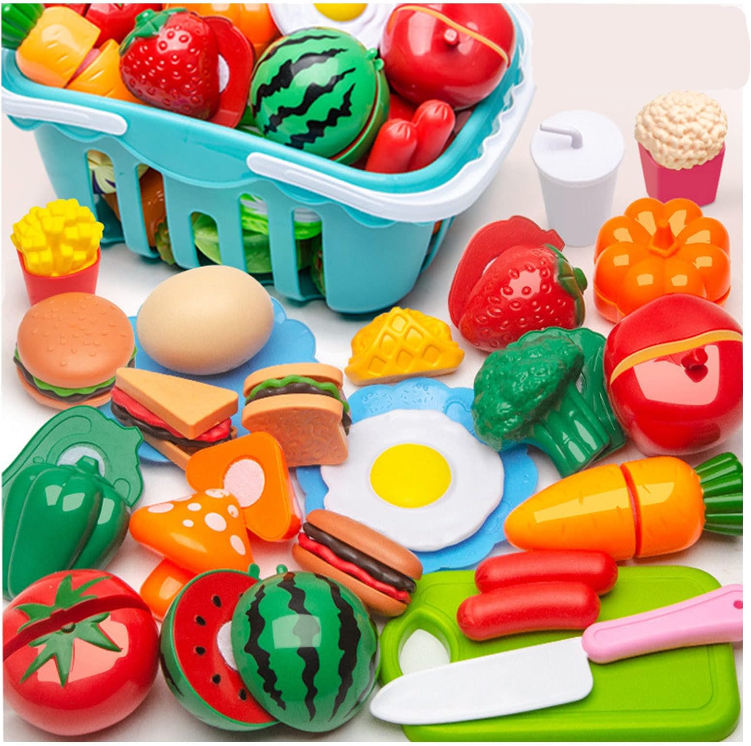 SEEWONDER Cutting Play Food Toy for Kids Kitchen, Fruit &Vegetables ...