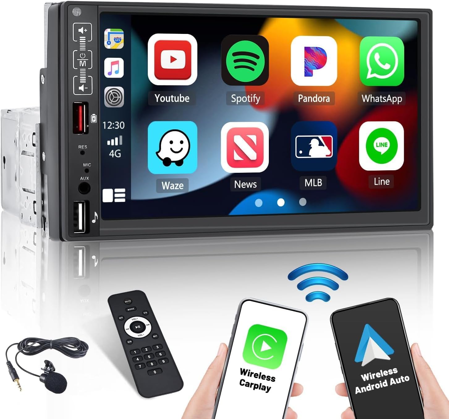 Amazon.com: Wireless Apple Carplay Single Din Car Stereo Bluetooth 5.1 ...
