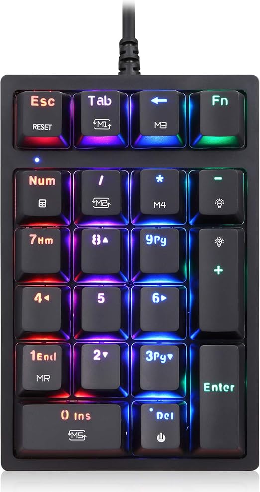 Amazon.com: MOTOSPEED Macro Mechanical Numeric Keypad USB Wired 21 Keys ...