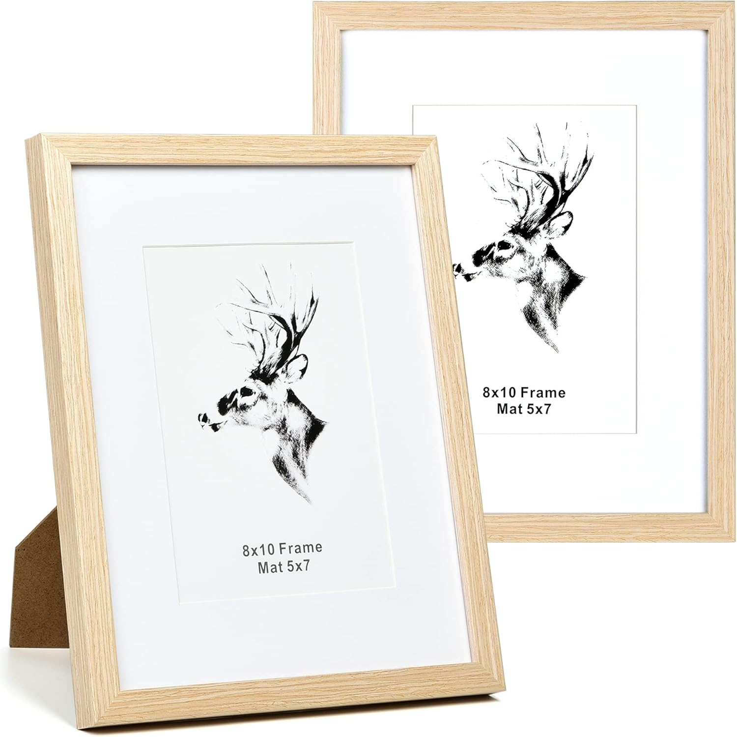 Amazon.com - Yaetm 8x10 Picture Frame Matted to 5x7 Set of 2, Natural ...