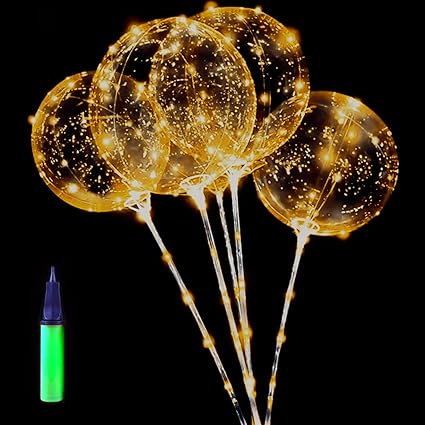 Amazon.com: 10 Pack LED Balloons, Clear Light Up With Sticks + Air Pump ...
