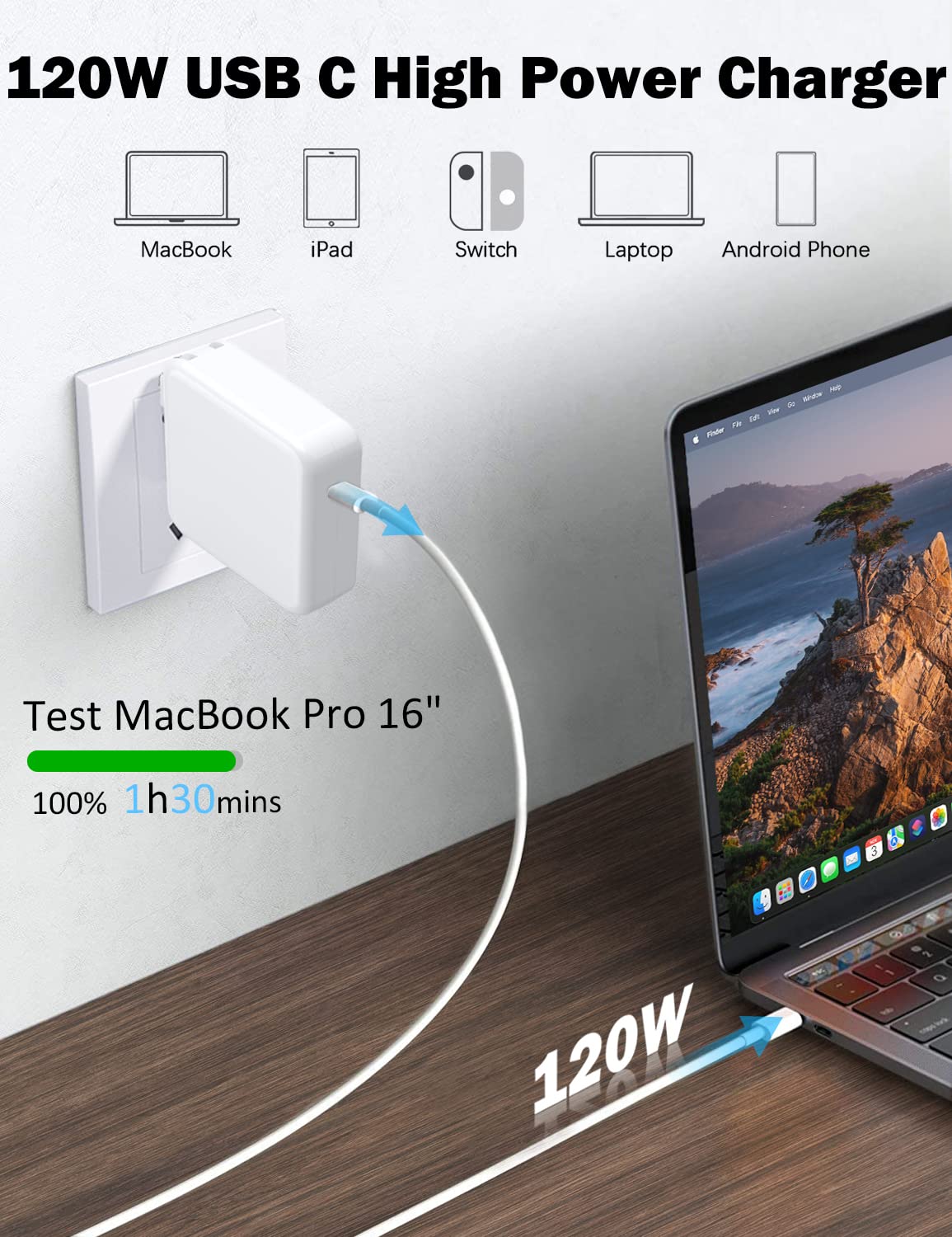 Mac Book Pro Charger - 110W USB C Fast Charger Compatible with MacBook ...