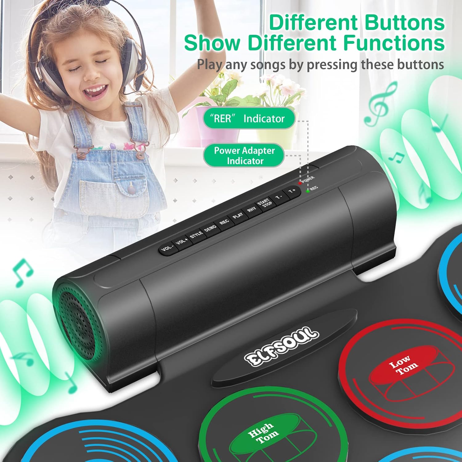 Buy 7 Pads Childrens Electronics Kit For Kids, Roll-Up Practice Kids ...