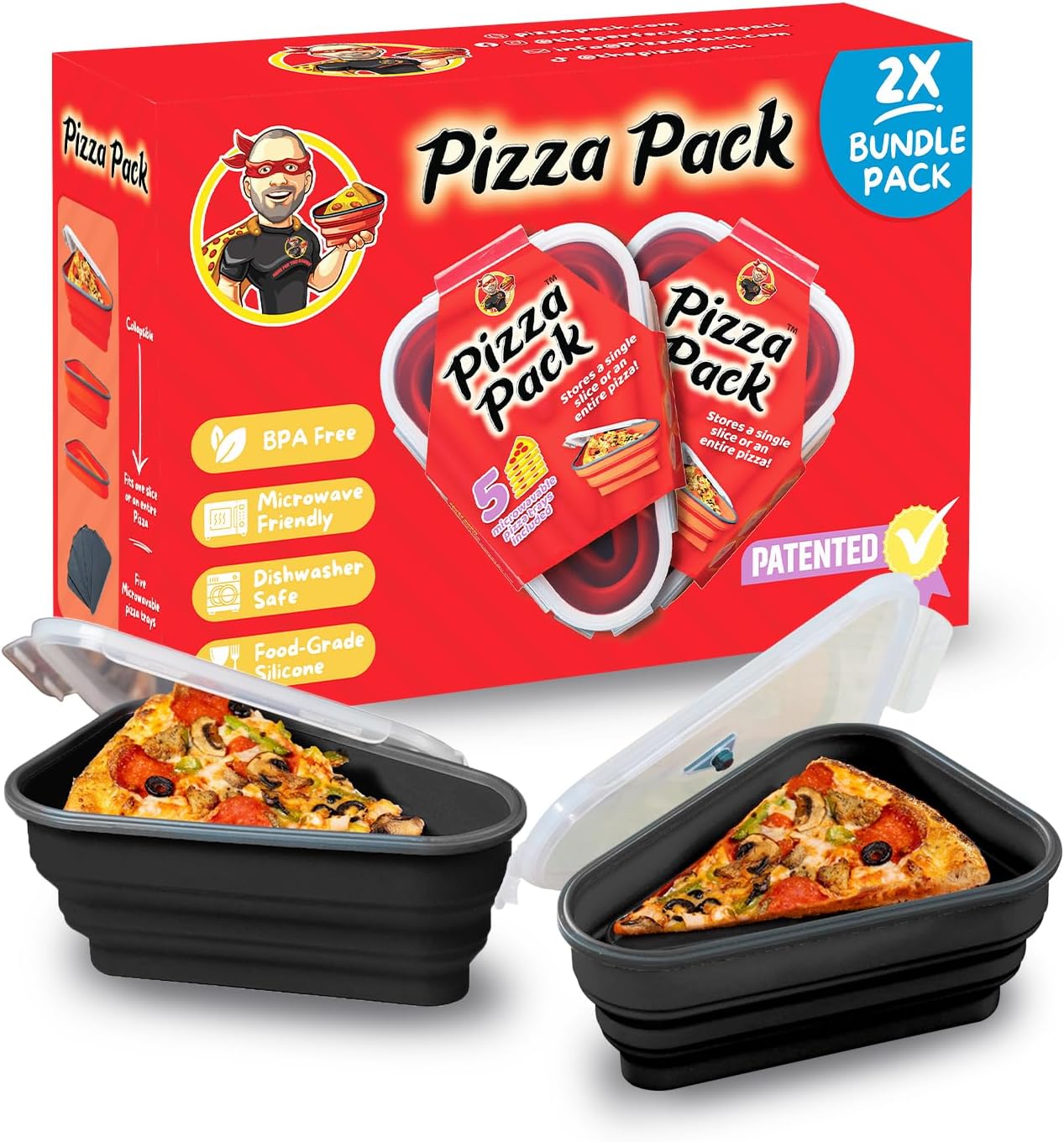 Amazon.com: Pizza Storage Containers with 5 Microwavable Serving Trays ...