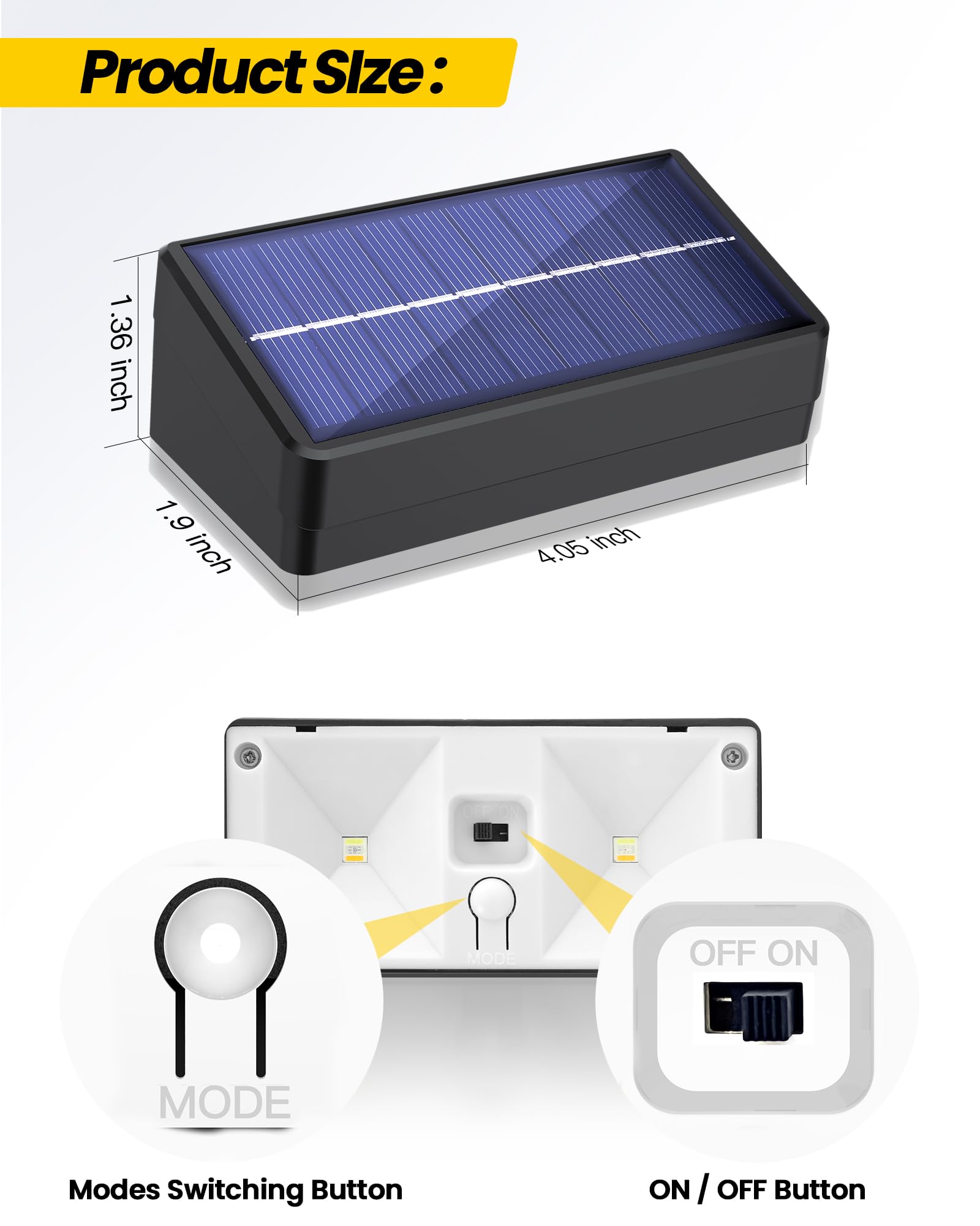 FabStyl 6 Pack Solar Fence Lights, Solar Deck Lights Outdoor Step ...