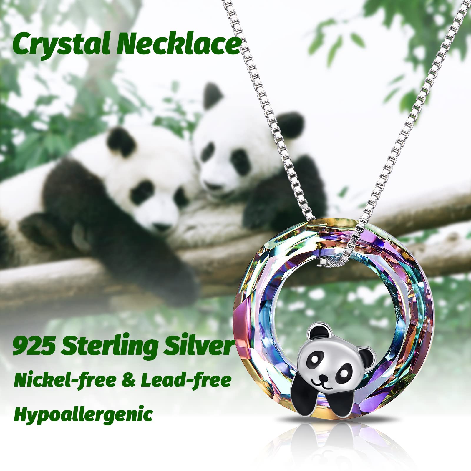 Snapklik.com : Panda Necklace Sterling Silver Crystal Cute Animal ...