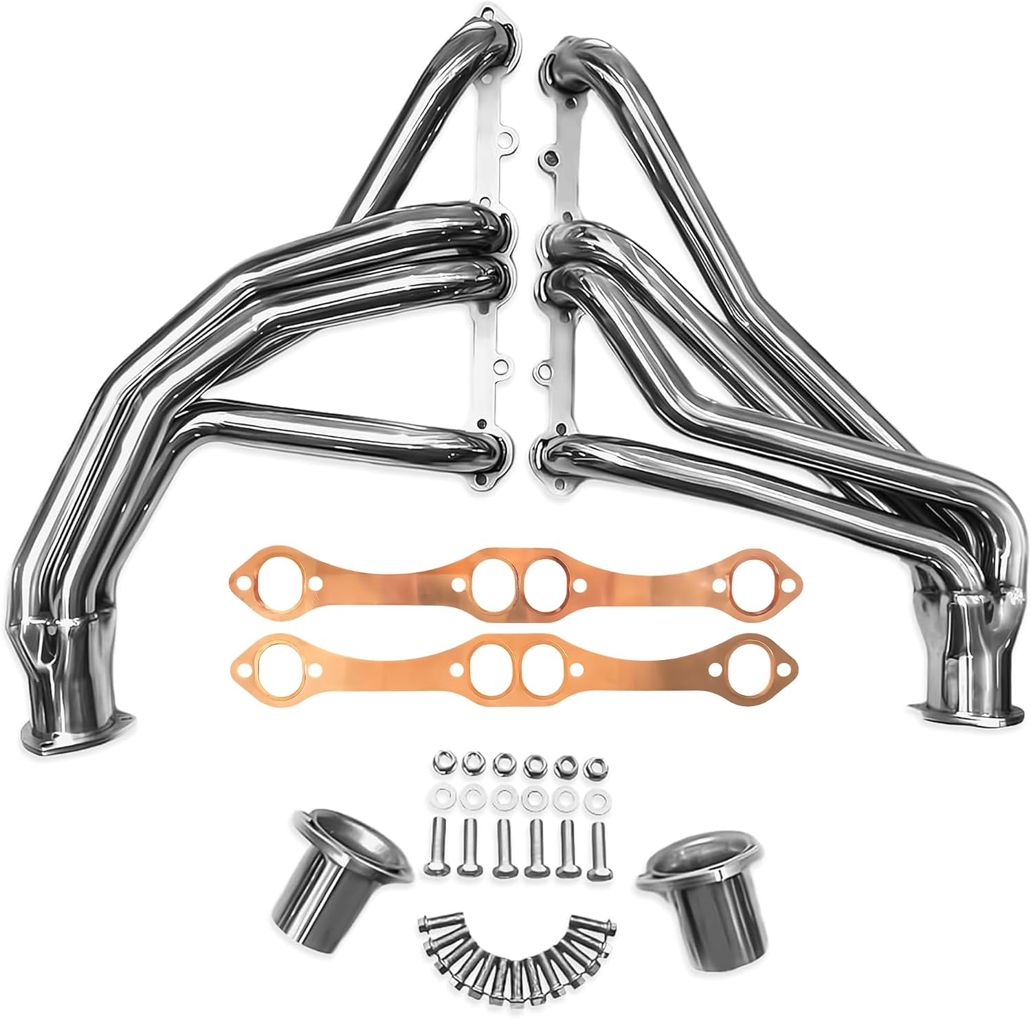 Amazon.com: Polished Stainless Steel Long Tube Headers SBC Chevy GMC ...