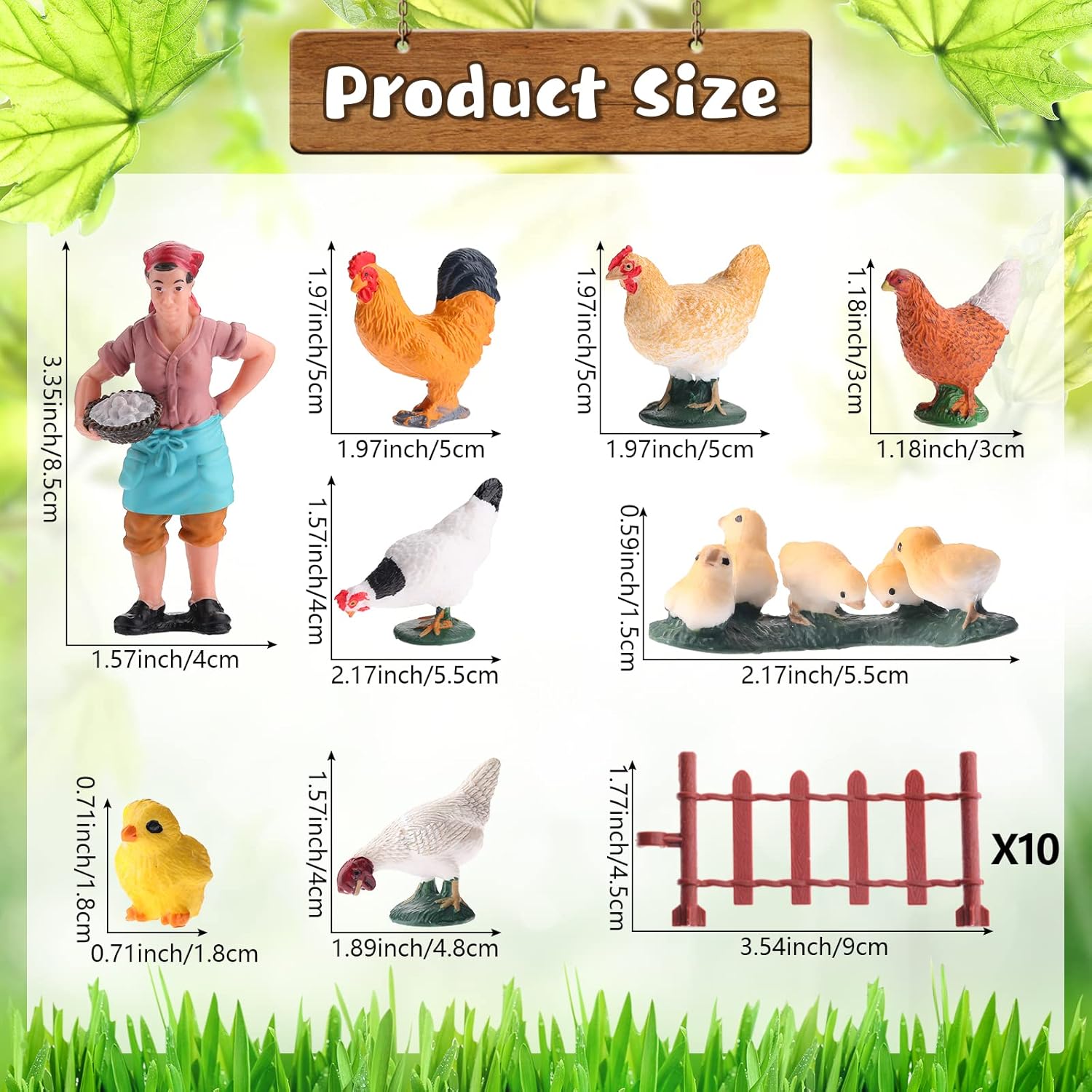 Juego de 7 figuras de animales lindos de granja, figuras de pollo ...