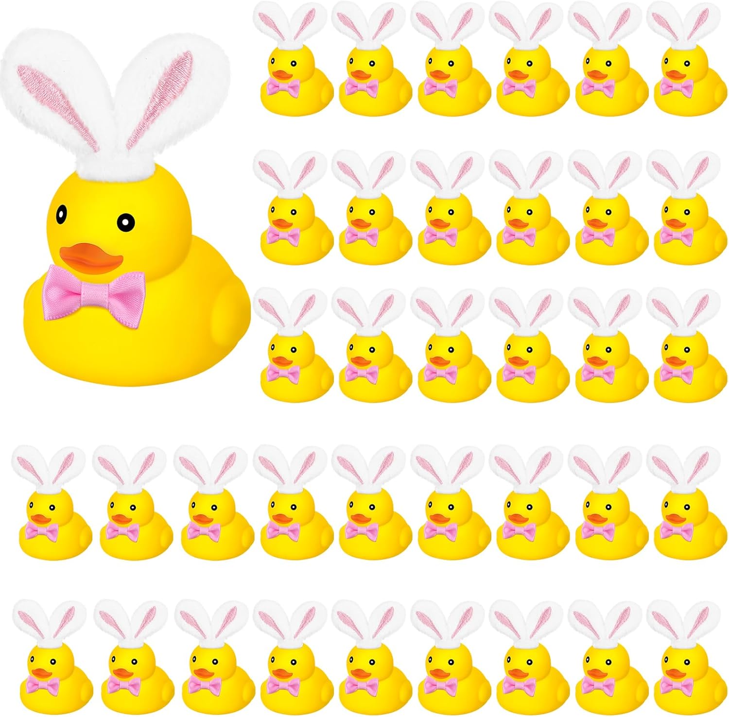 Amazon.com: 36 Pcs Easter Rabbit Ear Tie Duck Easter Rubber Duck with ...