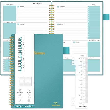 Weekly Planner Notebook, Undated A5 Planner Notebook Daily Planner to ...