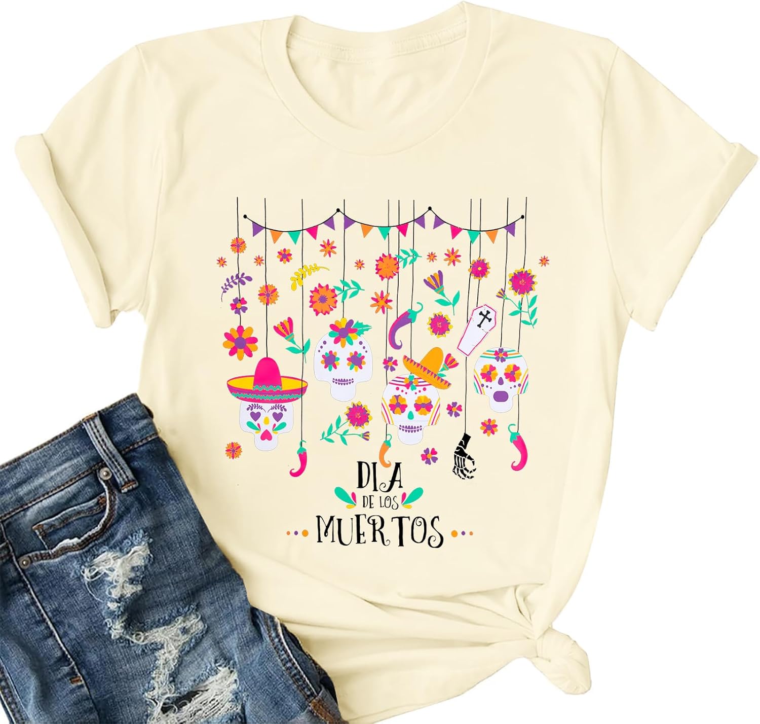 Amazon.com: Day of The Dead Shirts: Women Mexican Dia De Los Muertos T ...