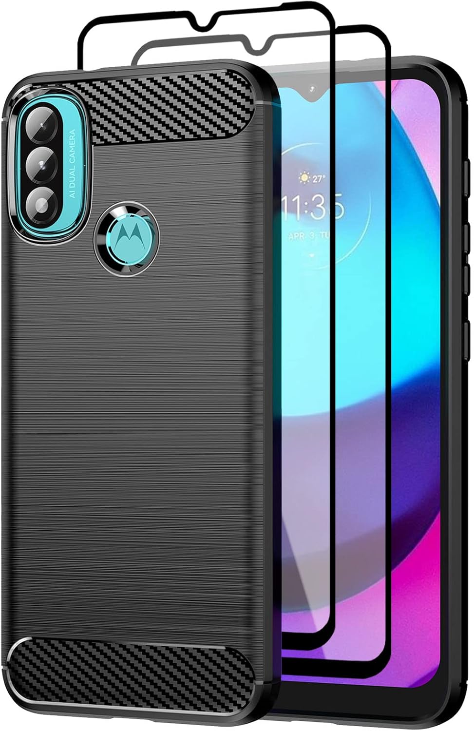 Teayoha Case for Motorola Moto E20,with Tempered Glass Screen Protector ...