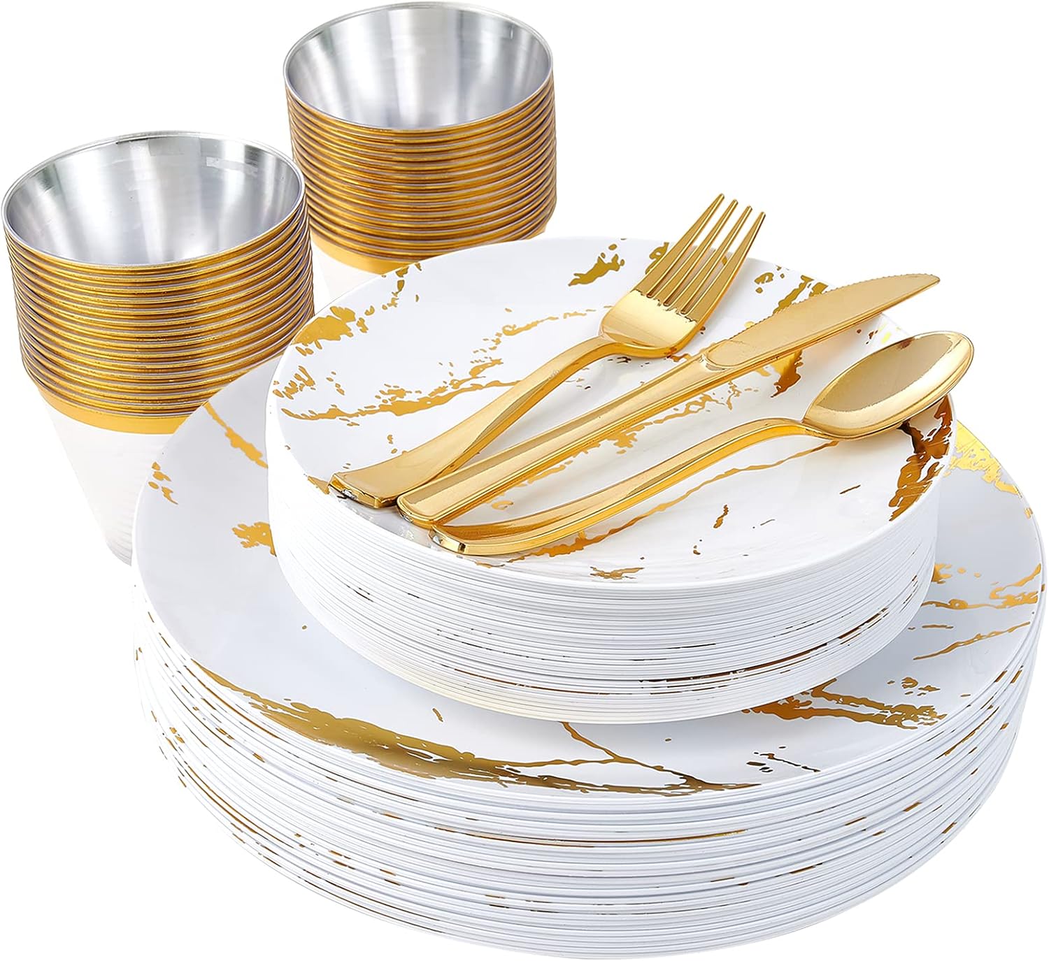 Amazon.com: JOLLY PARTY 180PCS Disposable Dinnerware Set 30 Guest, 60 ...