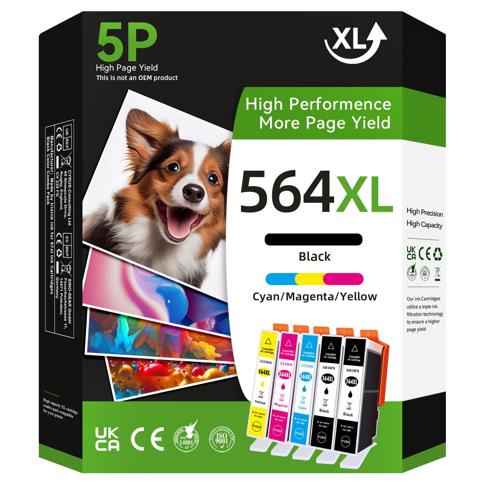 Amazon.com: 564XL High Yield Ink Cartridges (5-Pack,2Black/1Cyan ...