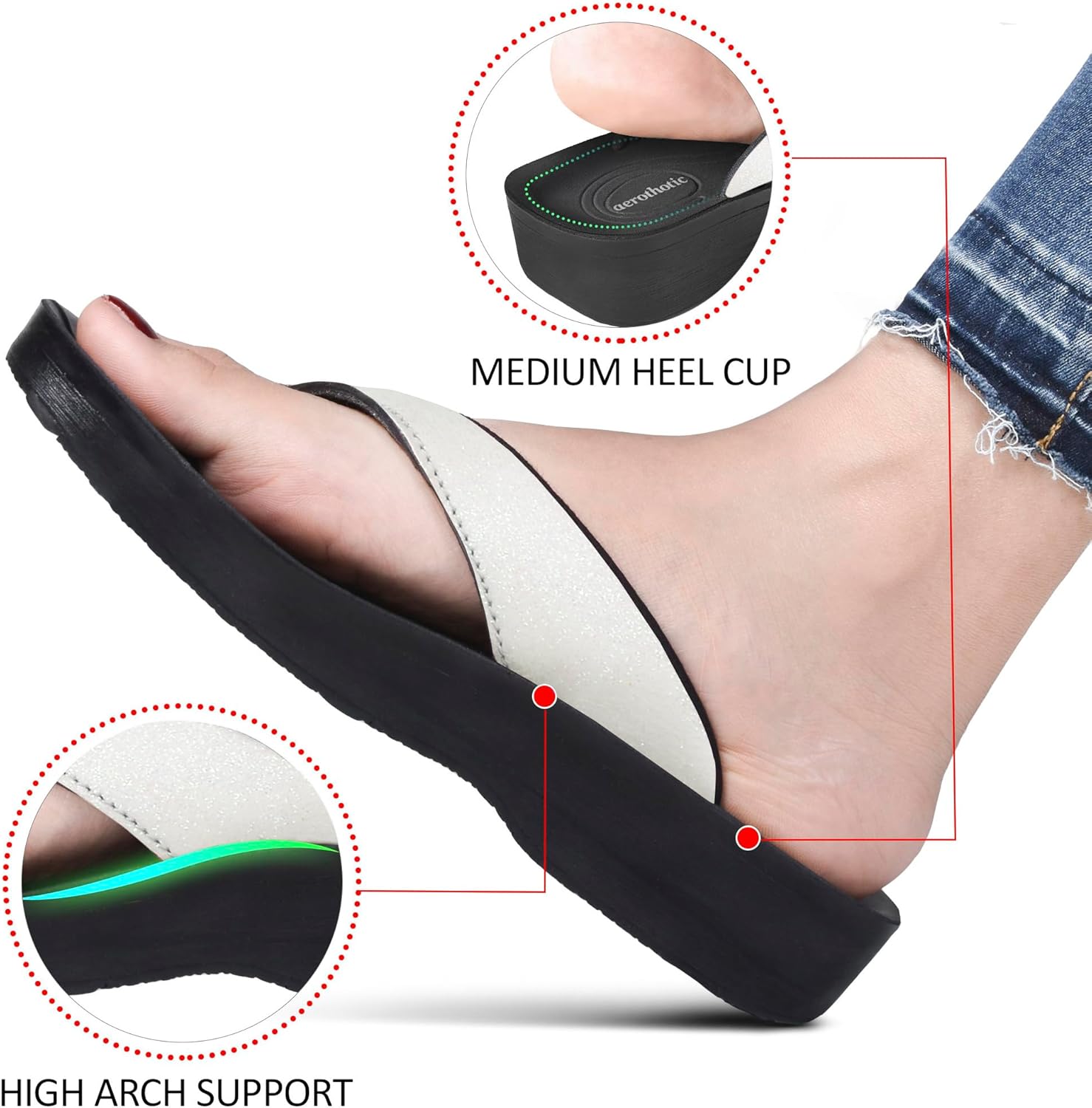 AEROTHOTIC Slip On Recovery Footwear Plantar Fasciitis Flip Flops for ...