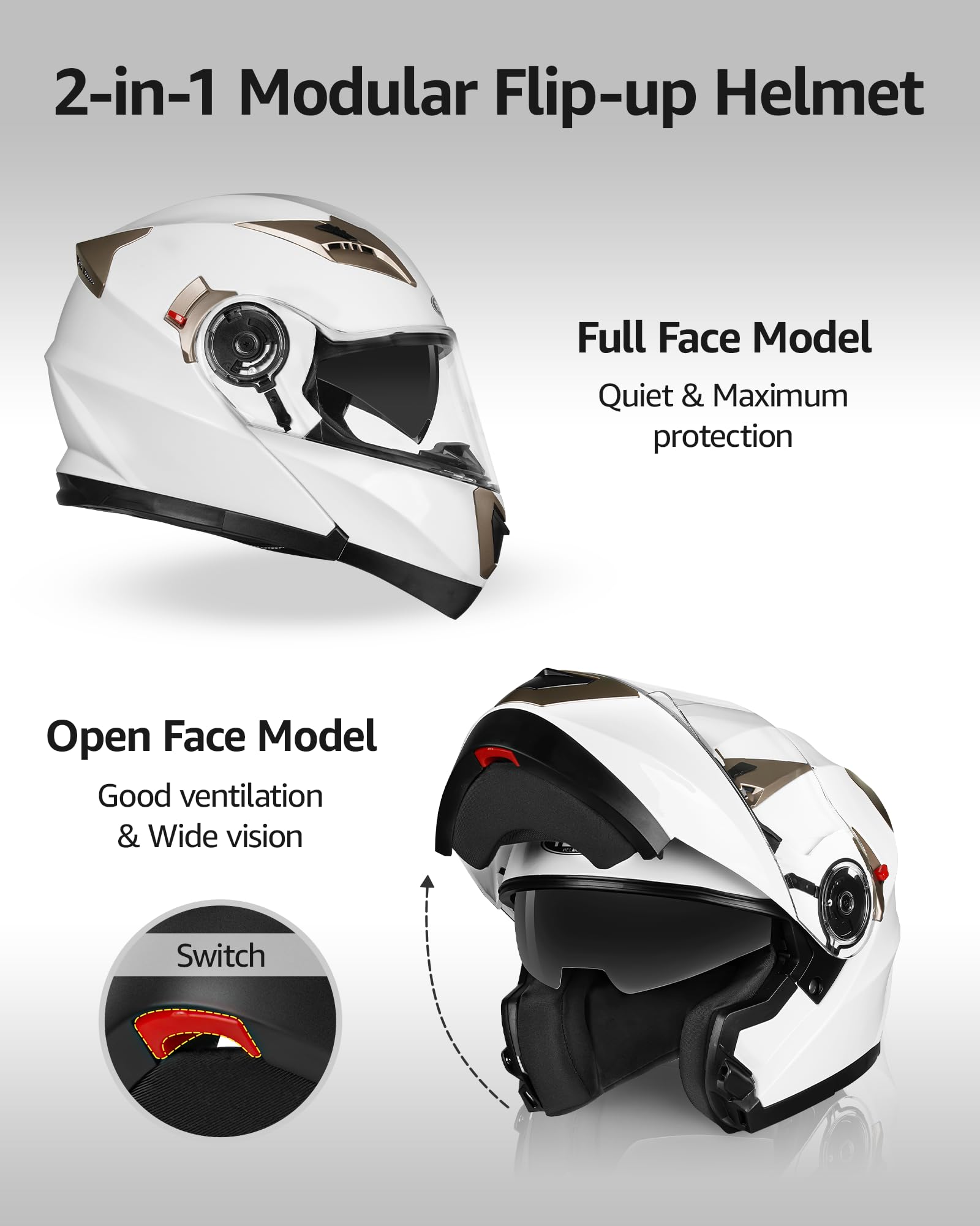 Snapklik.com : Motorcycle Modular Full Face Helmet DOT Approved - YEMA ...