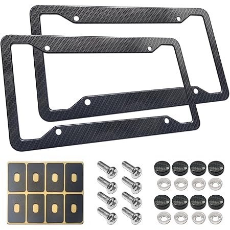Amazon.com: 2 Pack License Plate Frames,Carbon Fiber License Plate Frame,Car Tag Cover for Front ...