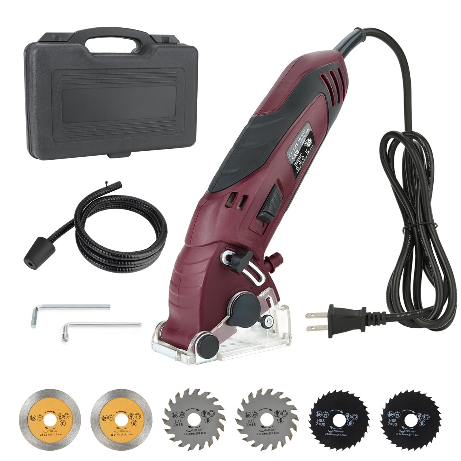 Corded Mini Circular Saw, 400W 110V 3400RMP Multifunction Handheld with ...